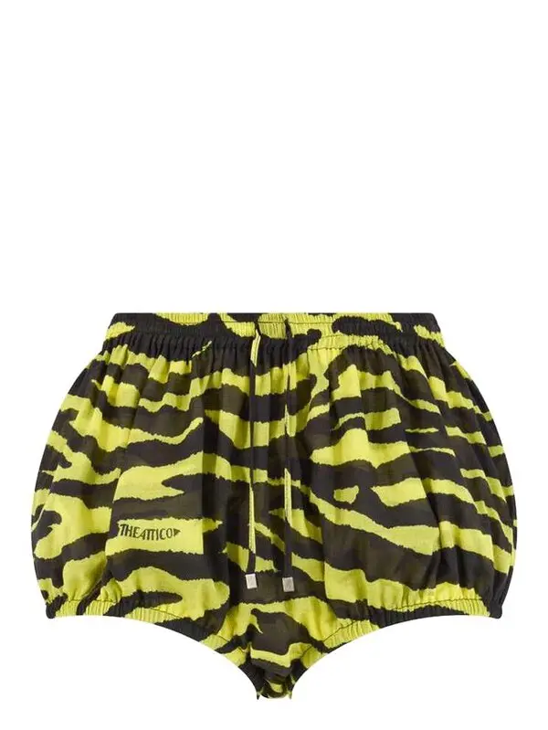 Attico Black And Yellow Shorts - Multicolor
