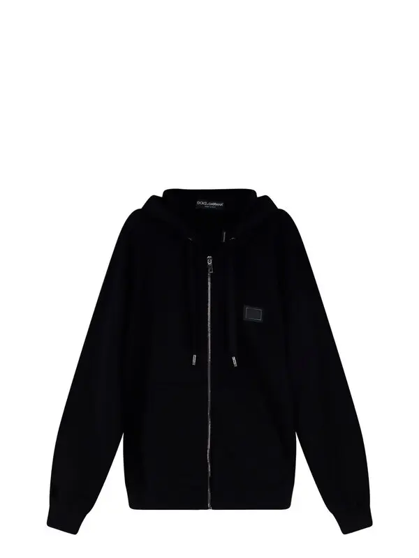Dolce & Gabbana Cotton Sweatshirt With Metal Logo Patch - Multicolor
