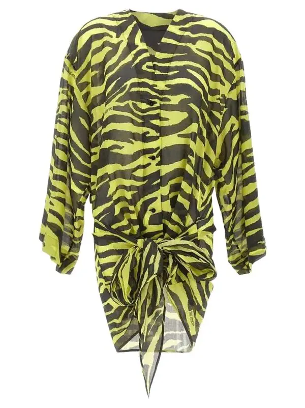 Attico Zebra Print Wrap Dress - Multicolor
