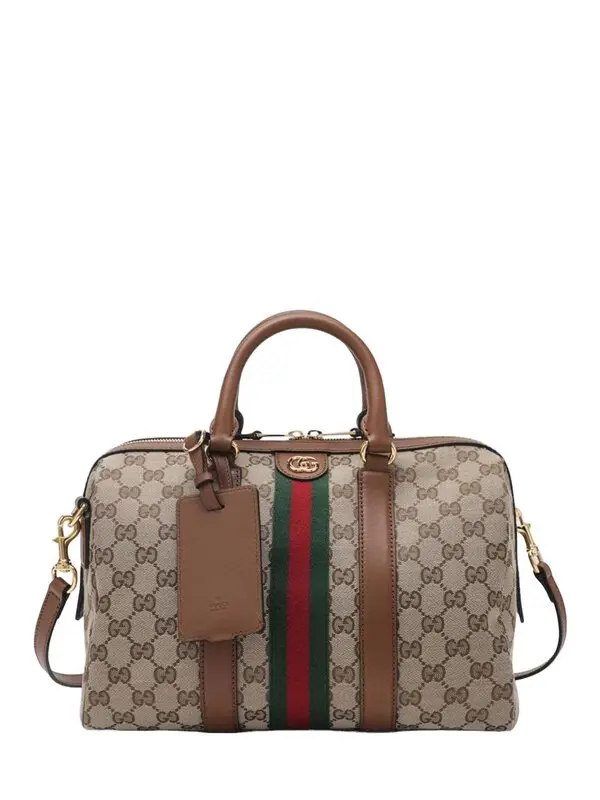 Gucci Ophidia Gg Jacquard Monogram Canvas Top Handle Bag - Cream