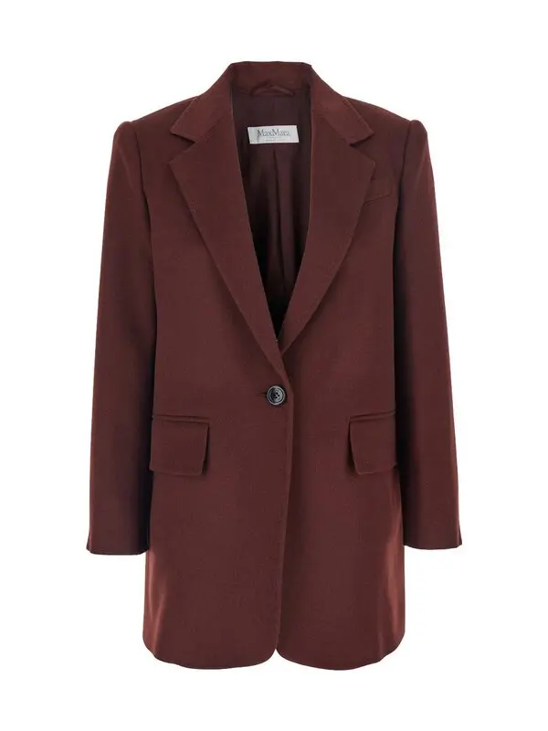 Max Mara Ariccia' Bordeaux Single-breasted Jacket With Notched Revers In Wool - Multicolor