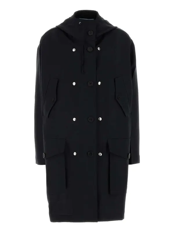 Prada Navy Mohair Blend Overcoat - Blue