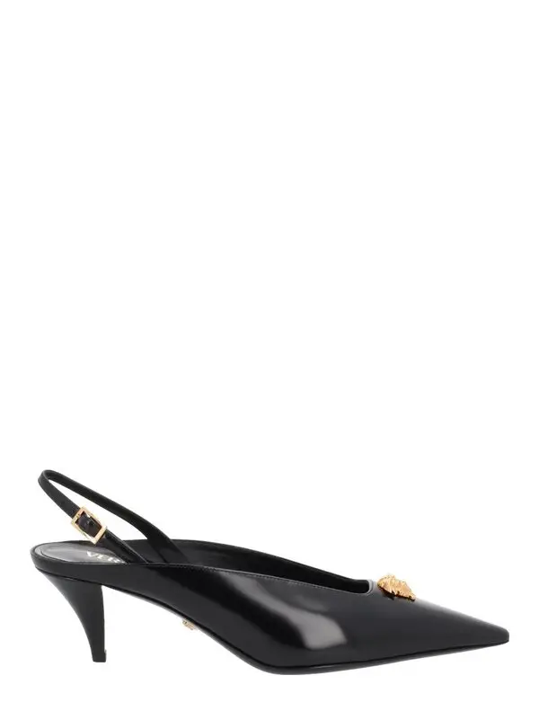 Versace Leather Slingback Pumps - Black