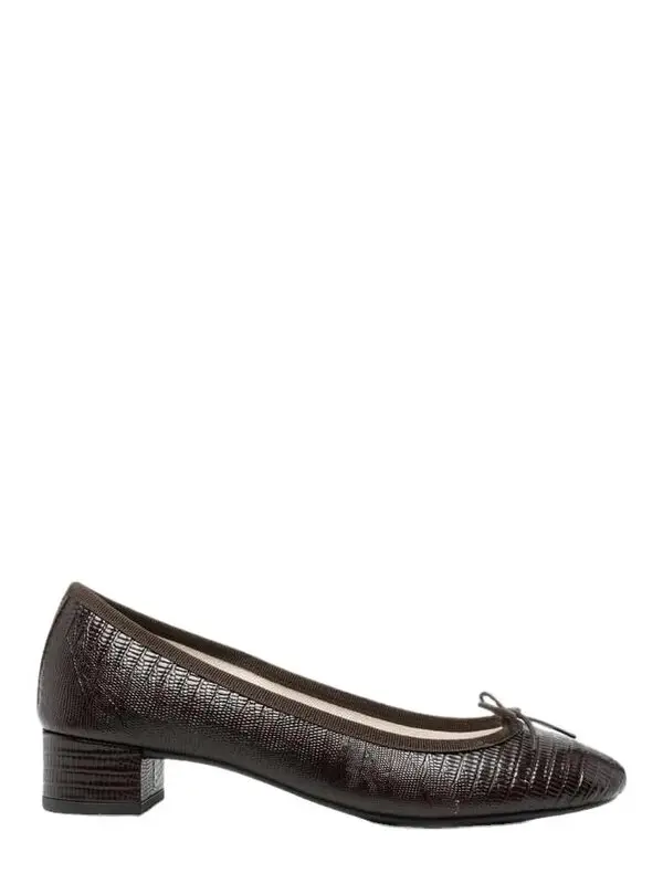 Repetto Lizard-effect Block Heel Shoes - Brown