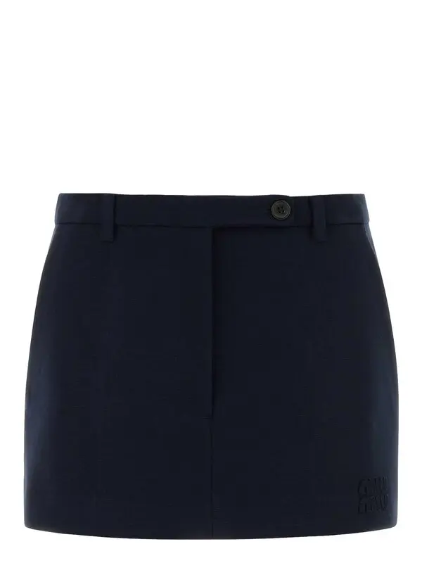 Miu Miu Navy Stretch Jersey Mini Skirt - Blue