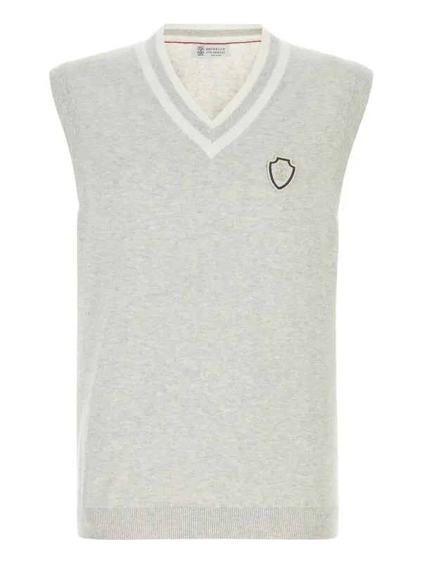 Brunello Cucinelli Light Grey Cotton Vest - Gray