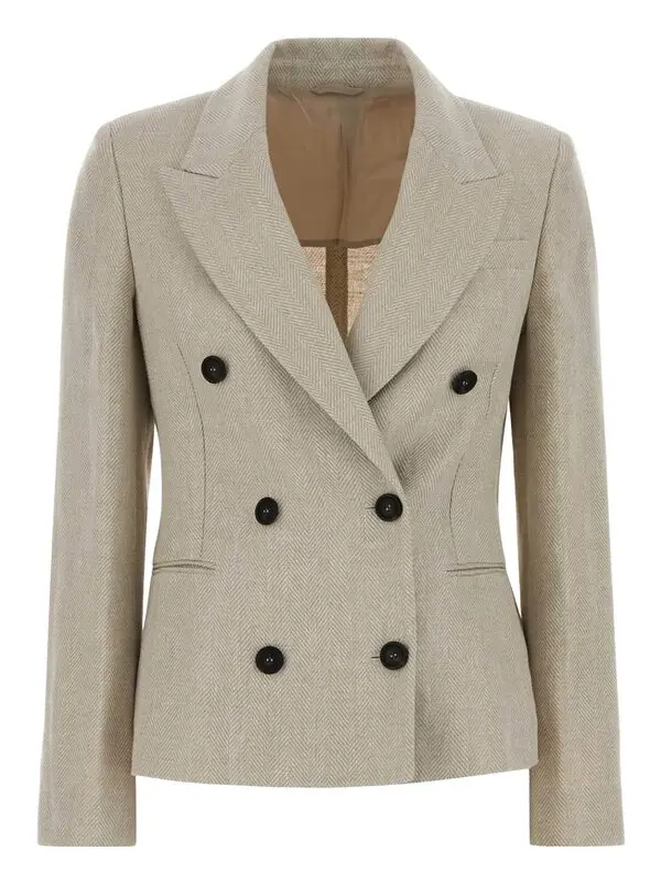 Brunello Cucinelli Linen Blend Blazer - Brown