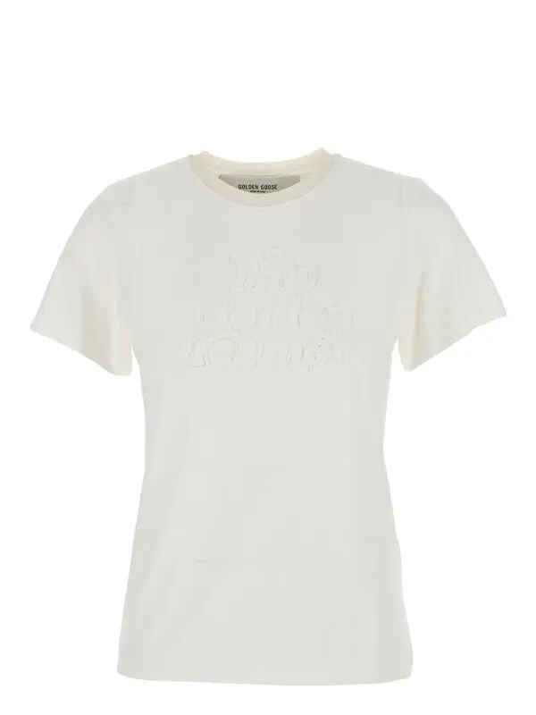 GOLDEN GOOSE Crew Neck T-shirt With Front Embroidery - Multicolor