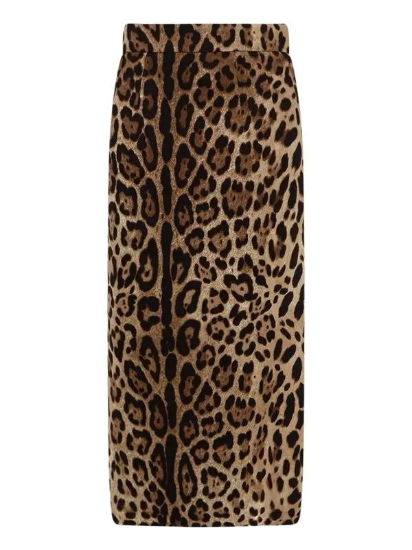 Dolce & Gabbana Stretch Viscose Longuette Skirt With Animal Print - Multicolor