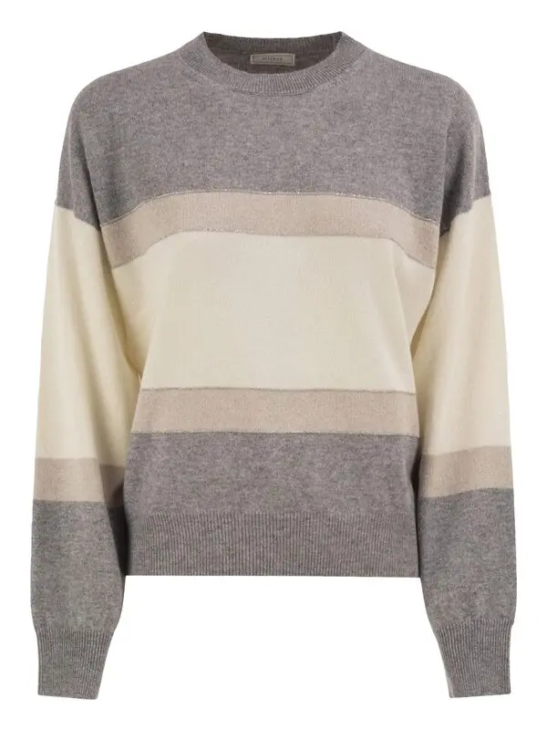 Peserico Virgin Wool, Silk, And Cashmere Colour-block Jumper - Multicolor