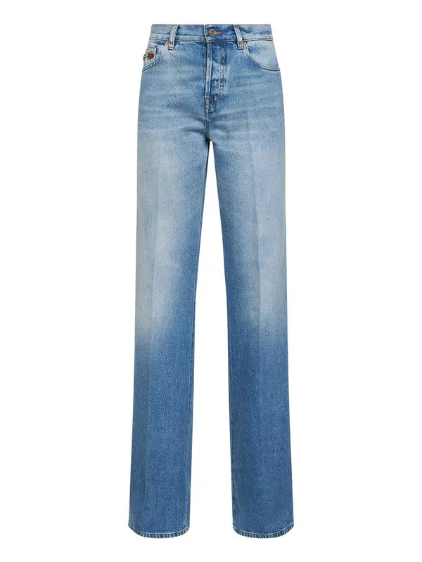Gucci Light Blue Flared Cotton Denim Jeans - Multicolor