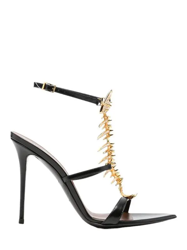 GIUSEPPE ZANOTTI Slim Leather Sandals - Black