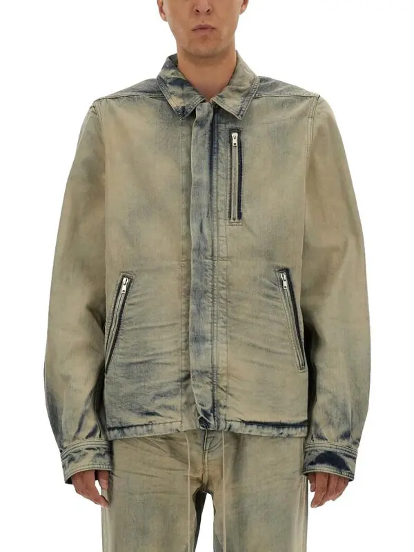 Rick Owens Jacket With Concealed Zipper - Blue