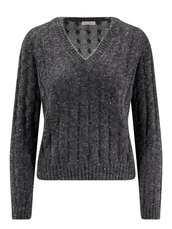 Brunello Cucinelli Wool Blend Sequin Embellished Pullover - Multicolor
