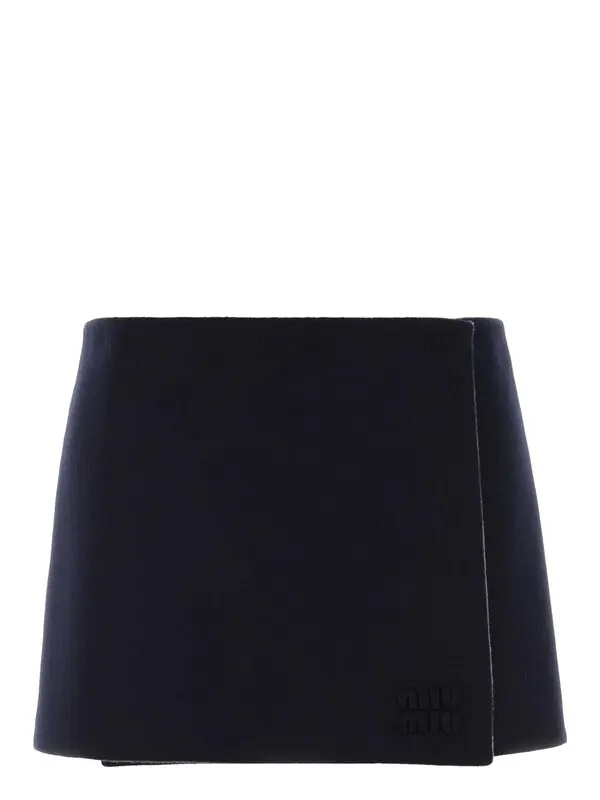 Miu Miu Midnight Wool Blend Reversible Mini Skirt - Blue