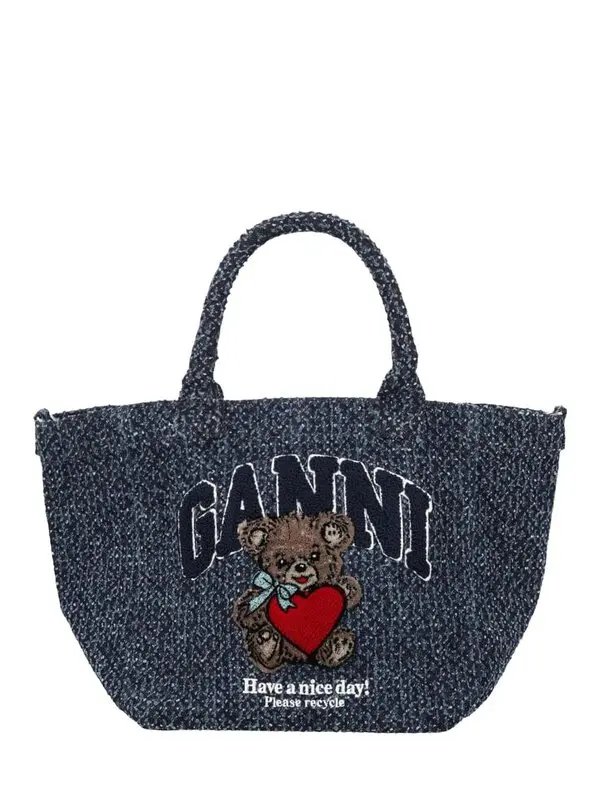 GANNI Tote Bag With Logo - Blue