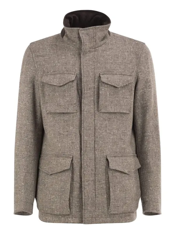 Herno Virgin Wool Field Jacket With Concealed Hood - Multicolor