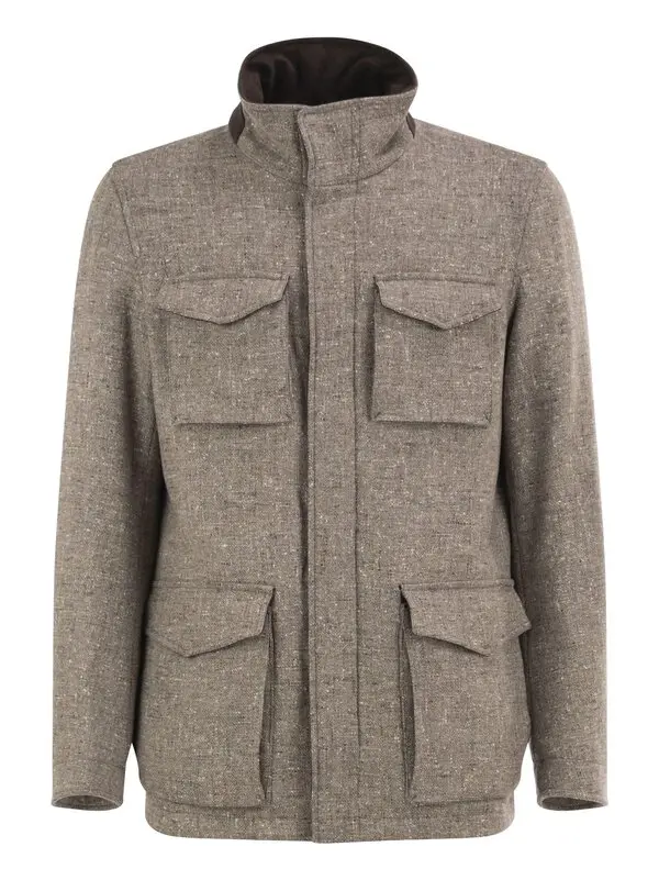 Herno Virgin Wool Field Jacket With Concealed Hood - Multicolor