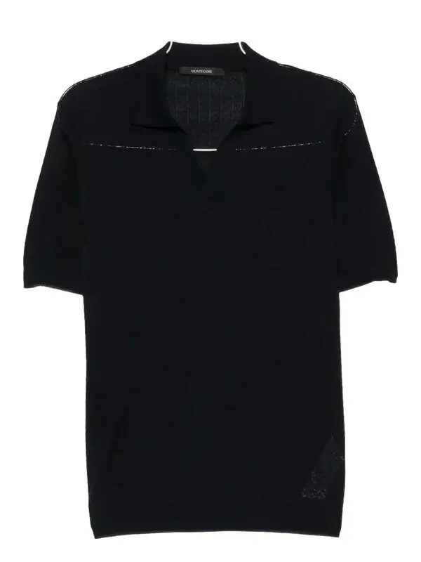 MONTECORE V-neck Knit T-shirt - Blue