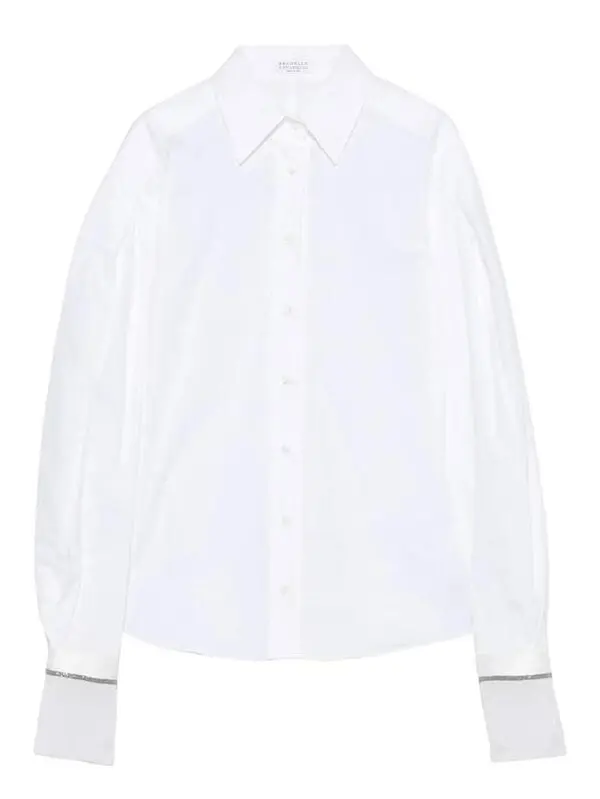 Brunello Cucinelli Silk Cotton Puff Sleeve Shirt - White