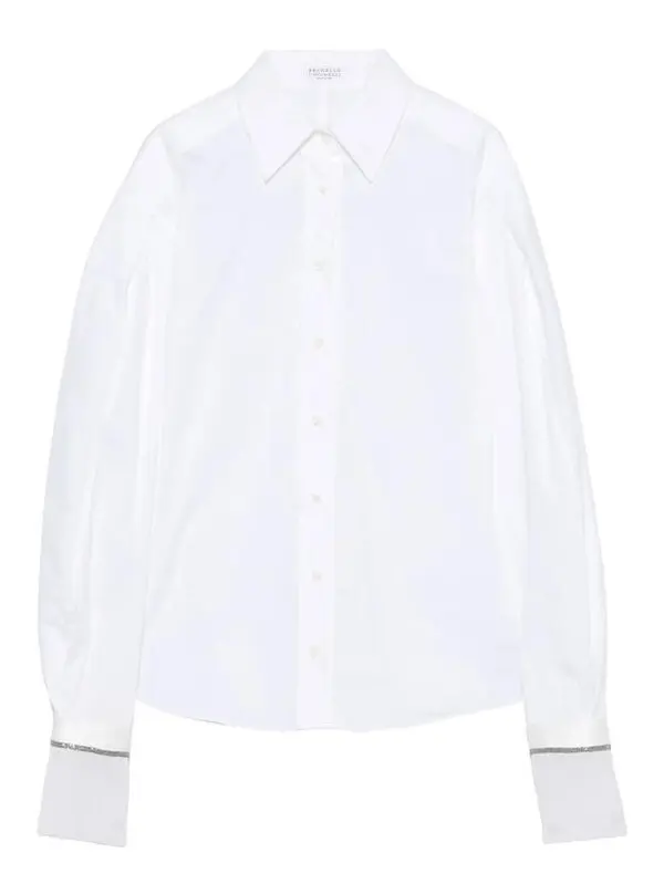 Brunello Cucinelli Silk Cotton Puff Sleeve Shirt - White