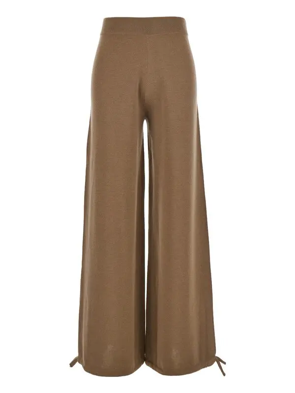 Max Mara Nigeria' Pants With Elastic Waist And Wide Leg In Wool - Brown