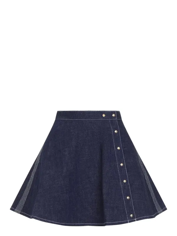Celine Denim Peplum Mini Skirt - Multicolor