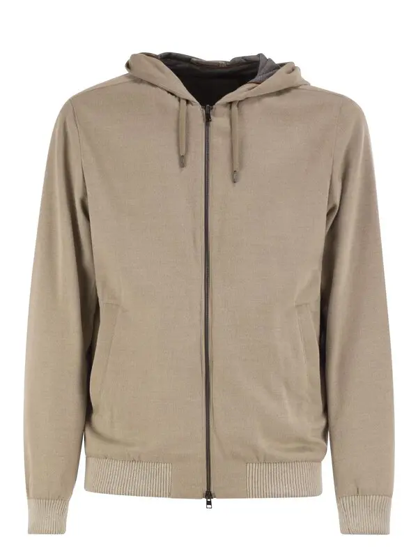 Herno Lightweight Hooded Jacket In Wool-effect Fabric - Cream
