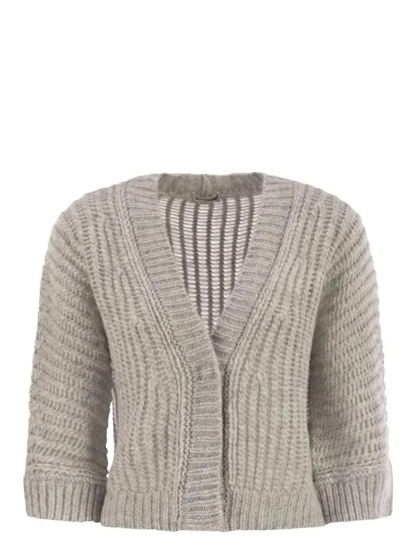 Peserico Wool And Alpaca Mesh Cardigan - Cream