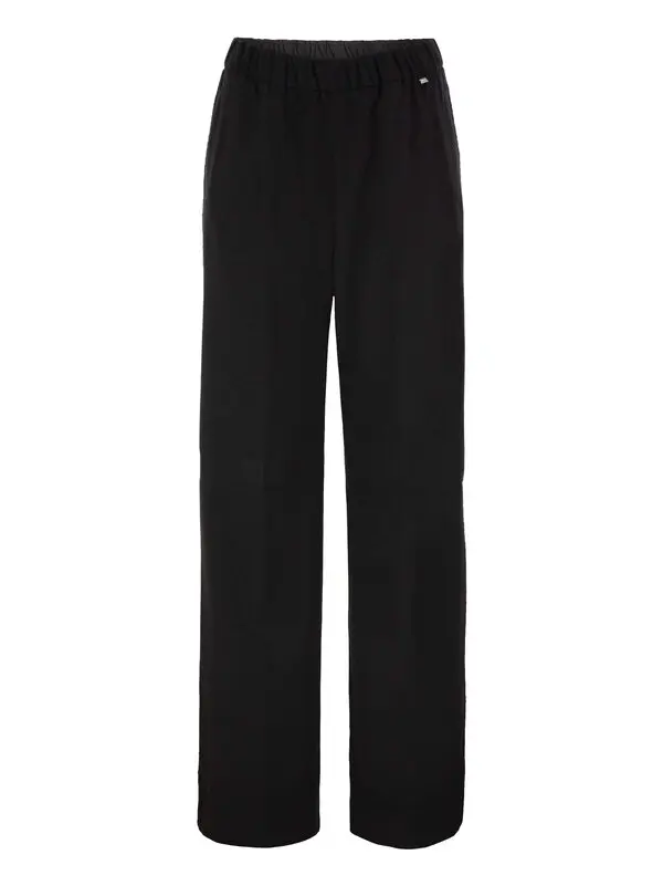 Herno Wide-leg Flannel-effect Trousers With Elasticated Waistband - Black