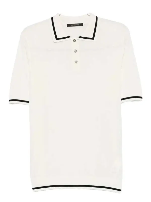 MONTECORE Knit Polo With Contrasting Trim - White