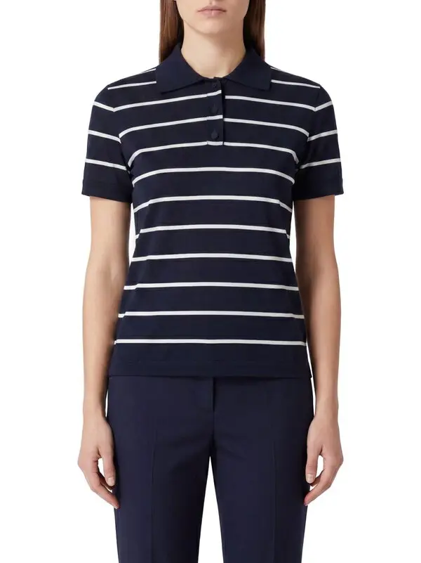 Max Mara Silk Striped Polo Shirt - Blue