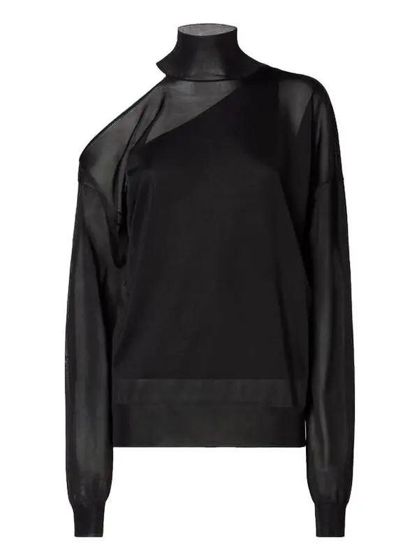 Fendi Silk Organza Turtleneck Sweater And Top Set - Black