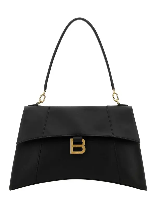 Balenciaga Leather Hourglass Shoulder Bag - Black
