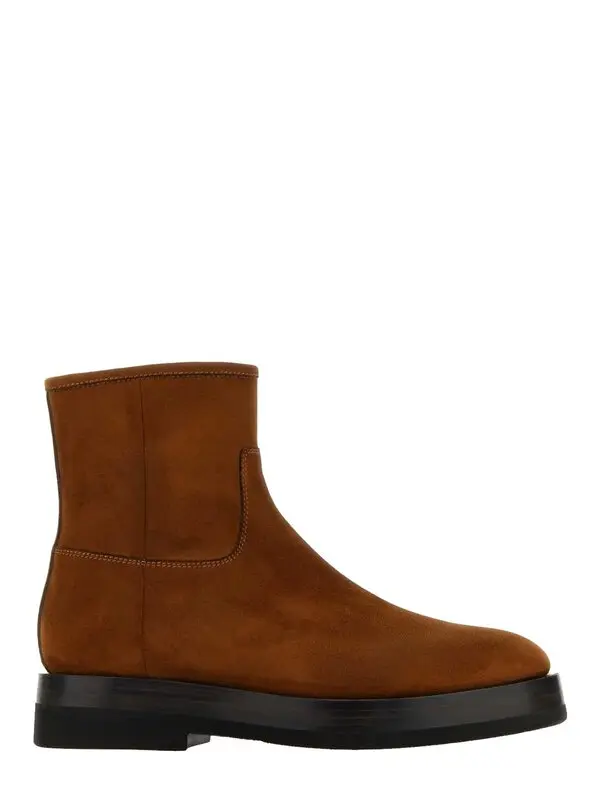 Santoni Caramel Suede Ankle Boots - Brown