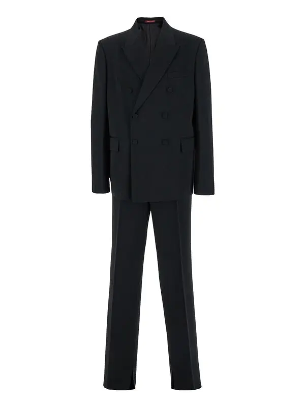 Gucci Black Double-breasted Suit With G Detail In Wool - Multicolor