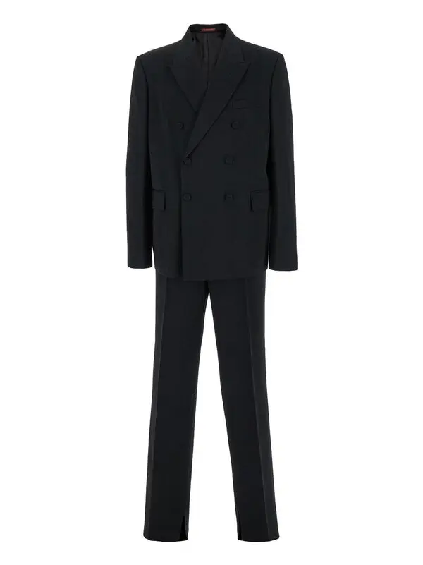 Gucci Black Double-breasted Suit With G Detail In Wool - Multicolor