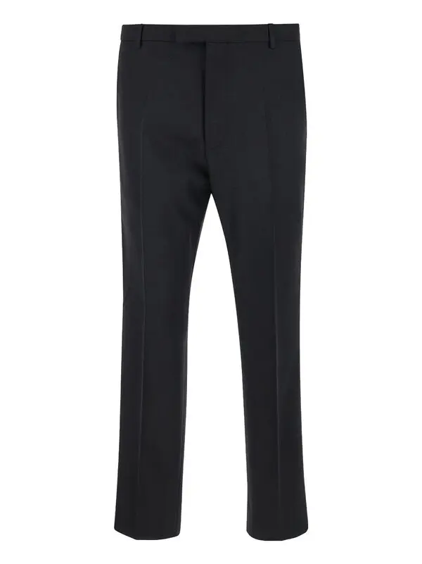 Gucci Black Tailored Pants With Tonal Logo Lettering In Wool - Multicolor