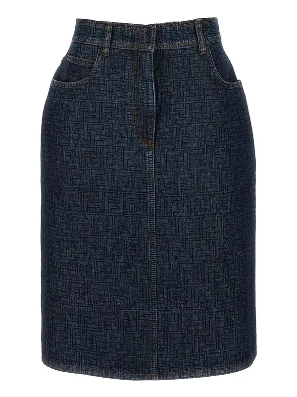 Fendi Ff Padded Denim Skirt - Multicolor