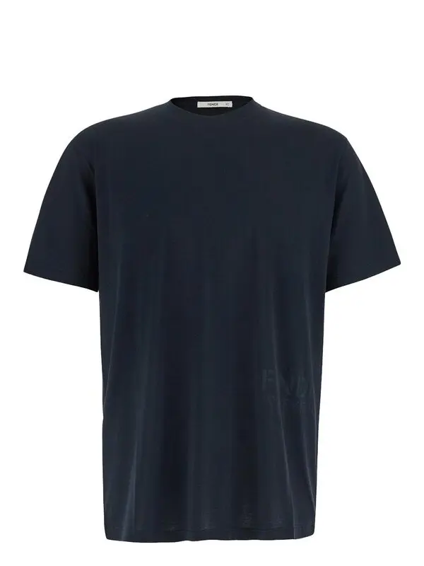 Fendi T-shirt With Tone-on-tone Logo On The Side In Cotton For - Black