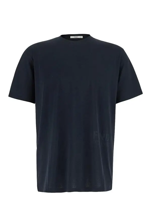 Fendi T-shirt With Tone-on-tone Logo On The Side In Cotton For - Black