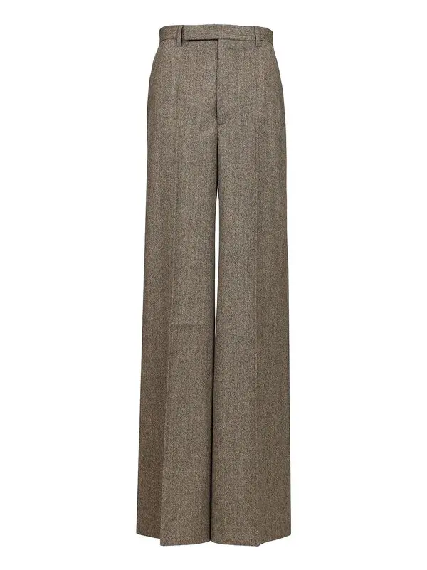 Rick Owens Wide Leg Wool Trousers - Black
