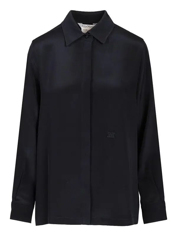 Max Mara Shirt In Silk Crêpe De Chine - Blue
