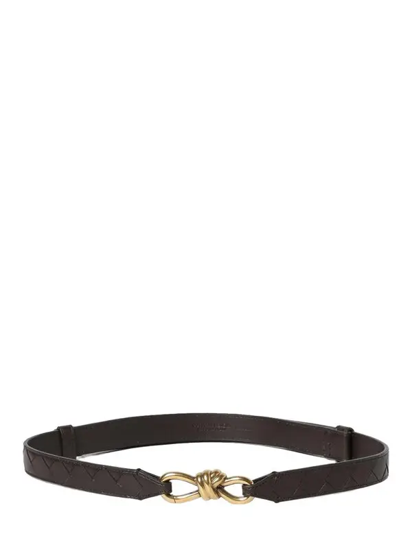 Bottega Veneta Knot Woven Lambskin Belt - Brown