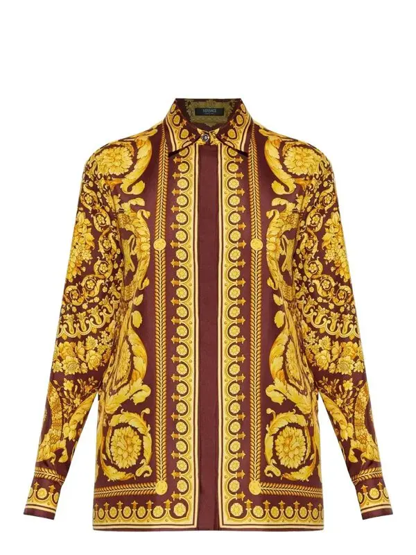 Versace Floral Silk Blouse - Red