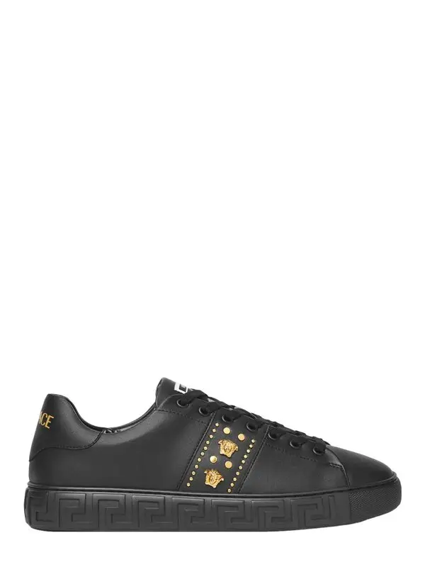 Versace Studded Greca Sneakers - Black
