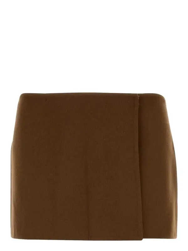 Miu Miu Wool Blend Mini Skirt - Brown