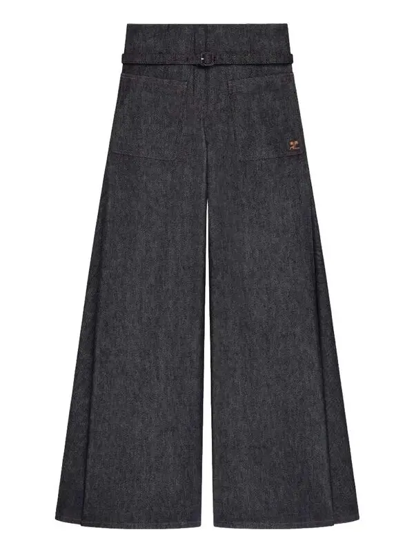 COURREGES Palazzo Pants With Belt - Blue