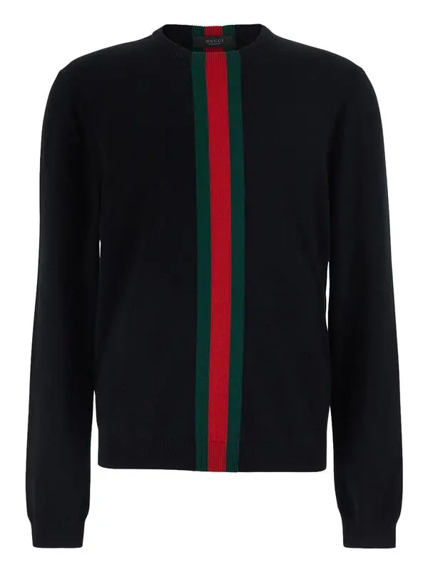 Gucci Wool Crewneck Sweater With Web Detail - Multicolor