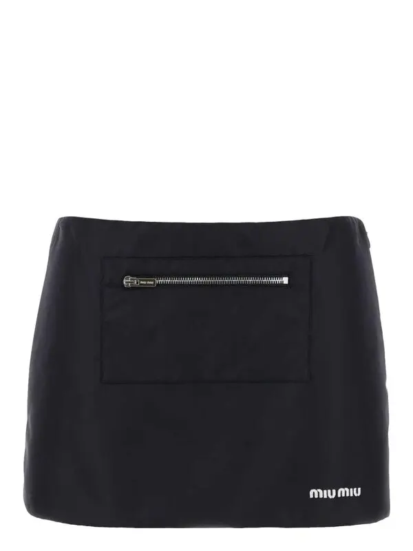 Miu Miu Recycled Nylon Mini Skirt With Zip - Blue
